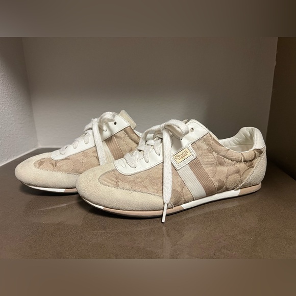 Coach | Shoes | Coach Cream And White Sneakers | Poshmark